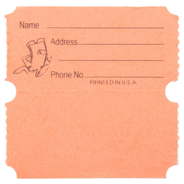 Orange Raffle Tickets – To Go Packaging