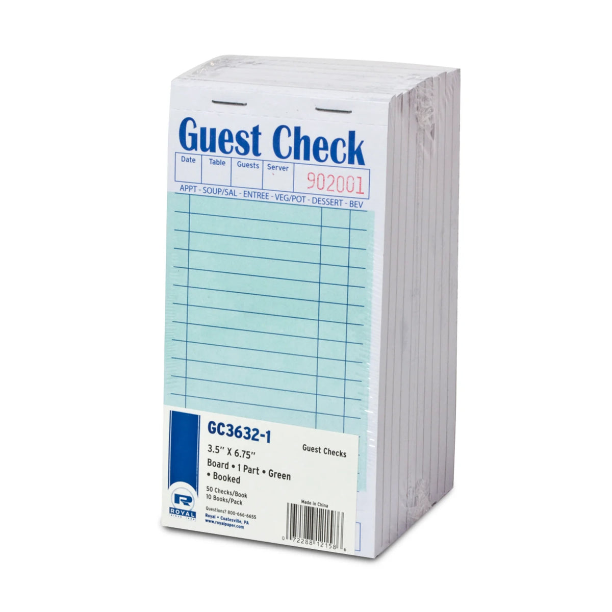 GC3632-1 - 1-Part Guest Check – To Go Packaging