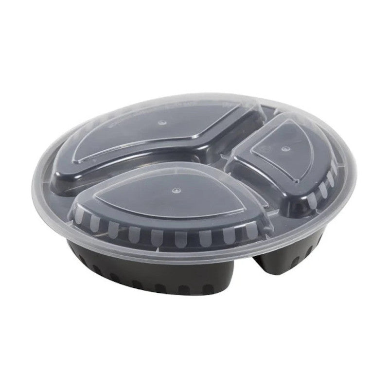 39 oz. 9" Round 3-Compartment Microwaveable Container With Lid – To Go ...